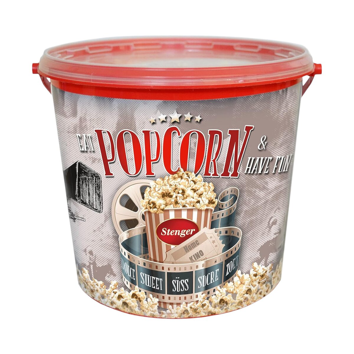 Stenger Popcorn Süß Popcorneimer Fun 250g Eimer Kino Snack, 4,96